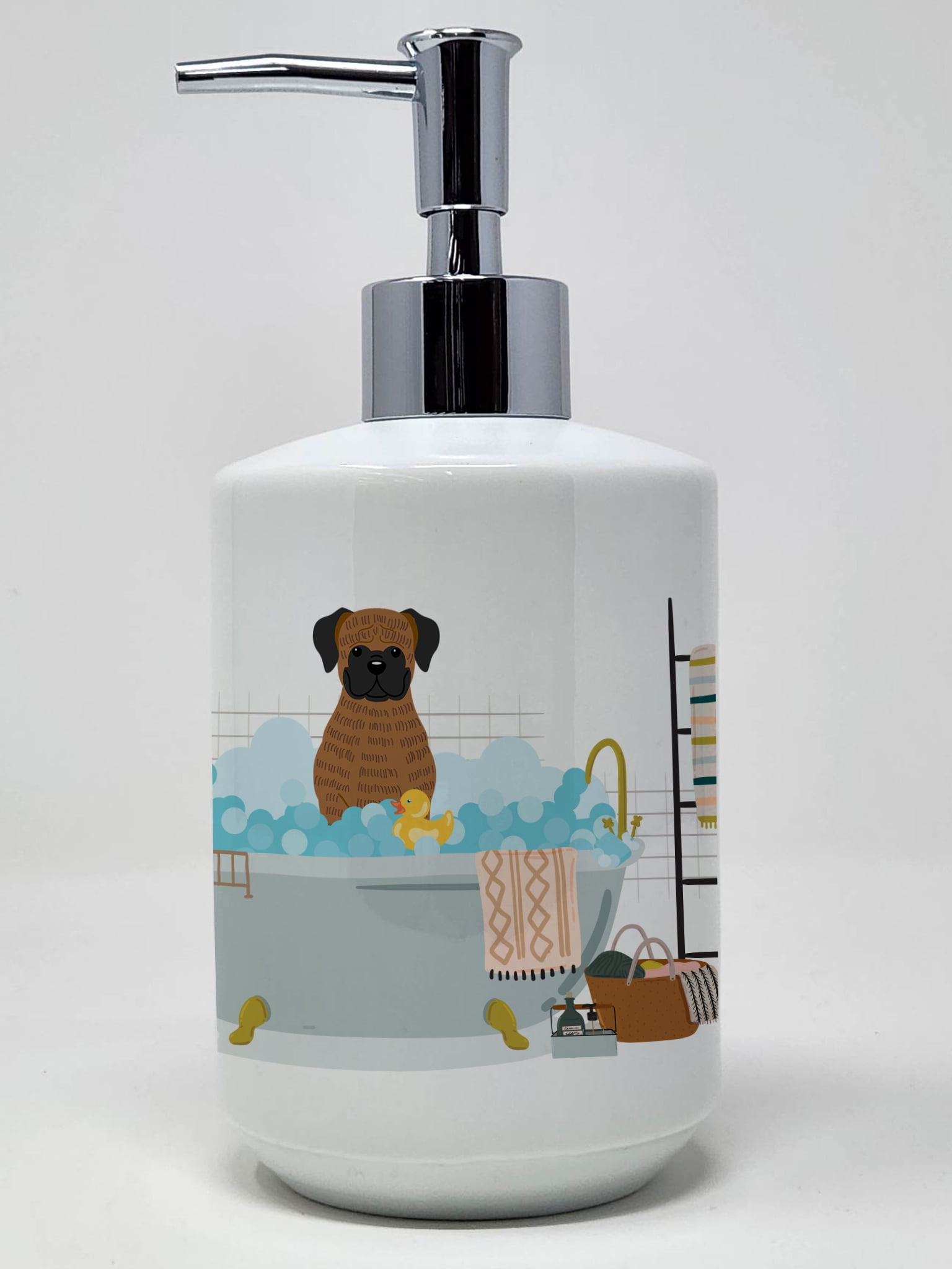 Brindle Boxer in Bathtub Ceramic Soap Dispenser 3.5 in x 7.25 in ...