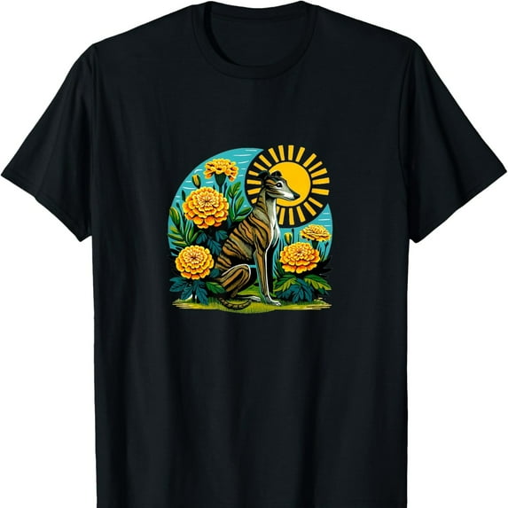 Brindle Greyhound Art Marigolds T-S1Hirt - Walmart.com
