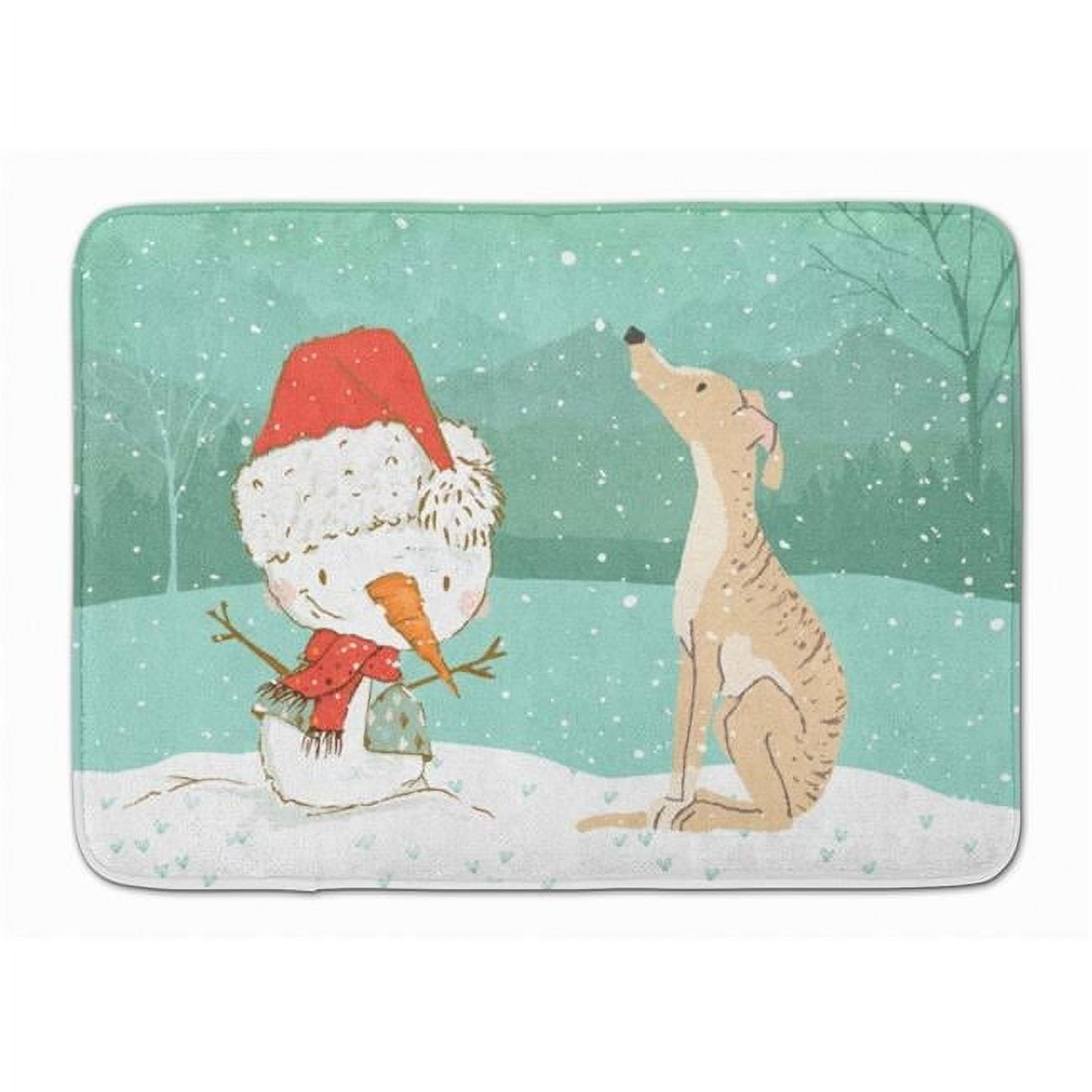 Brindle Greyhound Snowman Christmas Machine Washable Memory Foam Mat ...