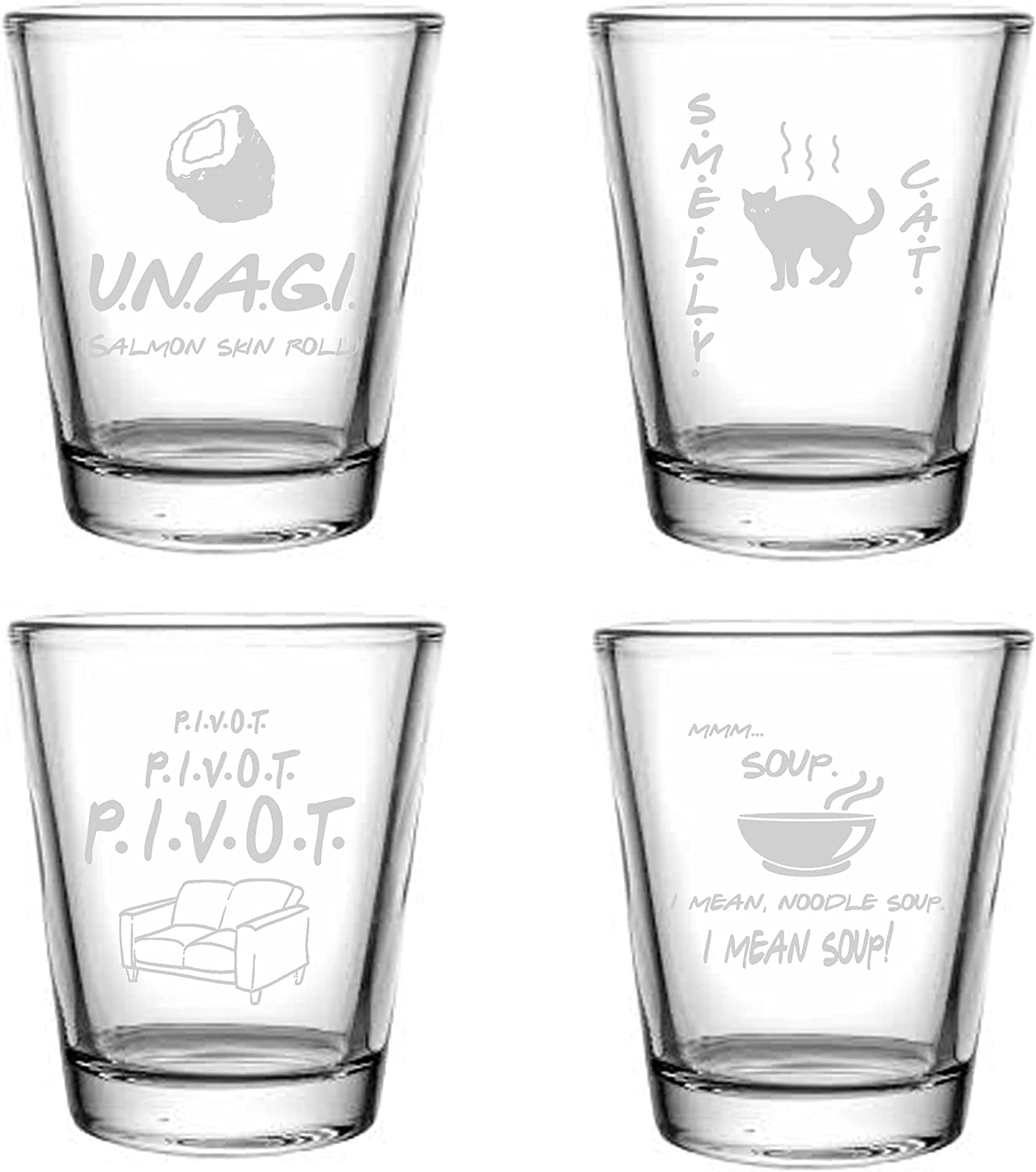 Brindle Southern Farms Friends Shot Glass Set of 4 Engraved 1.5 Ounce ...