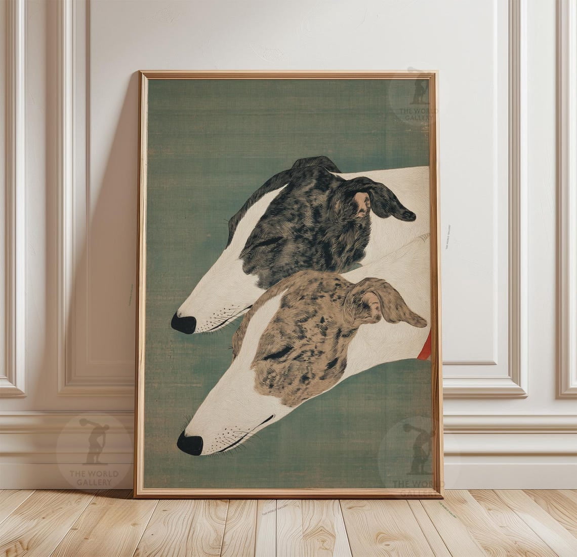 Brindle Whippet Dog Poster Black and White Portrait Japanese Style ...