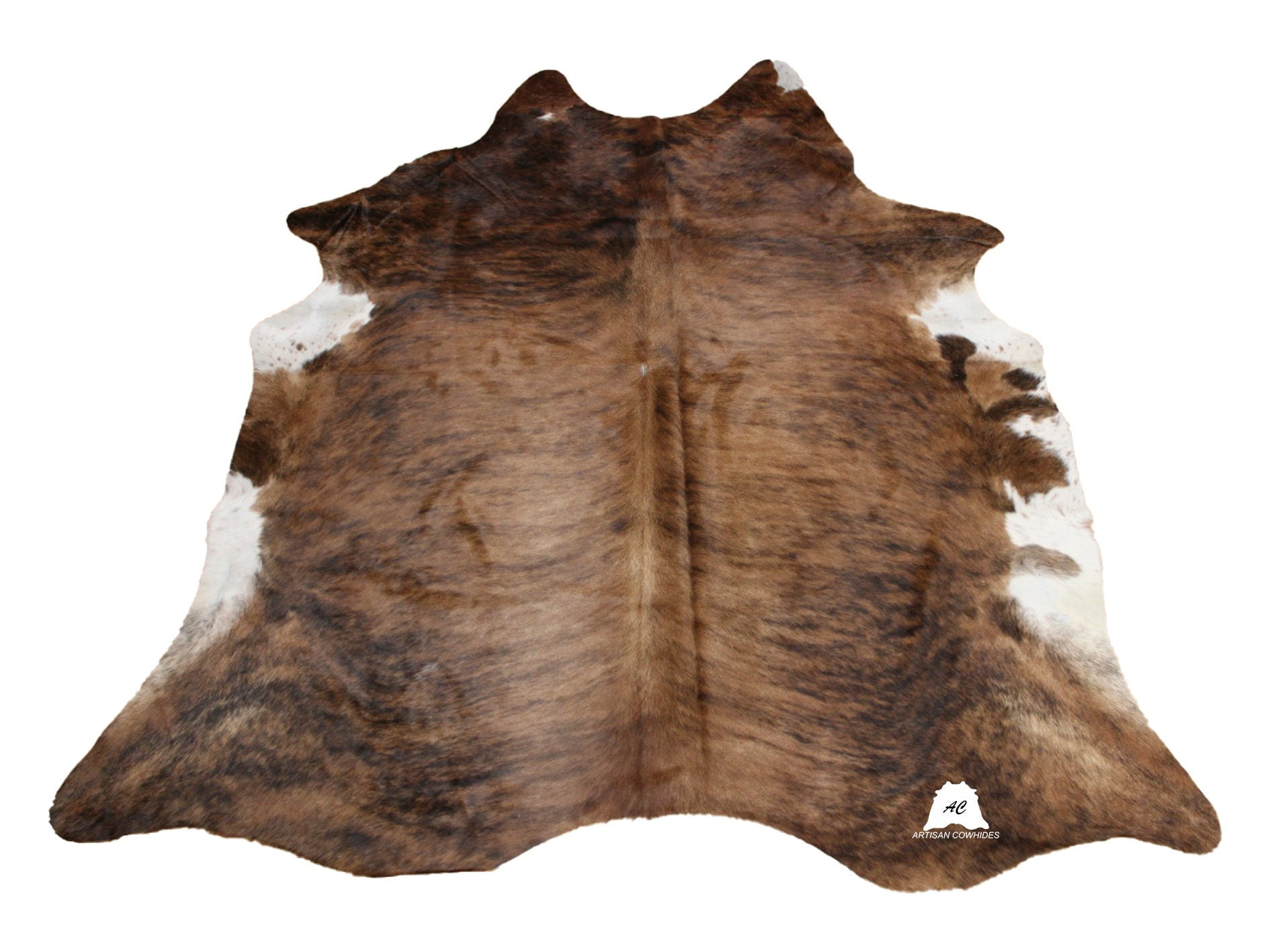 Brindle White Belly Cowhide Rug - Sizes: XL 7'x6' Ft - Premium Cow Hide ...