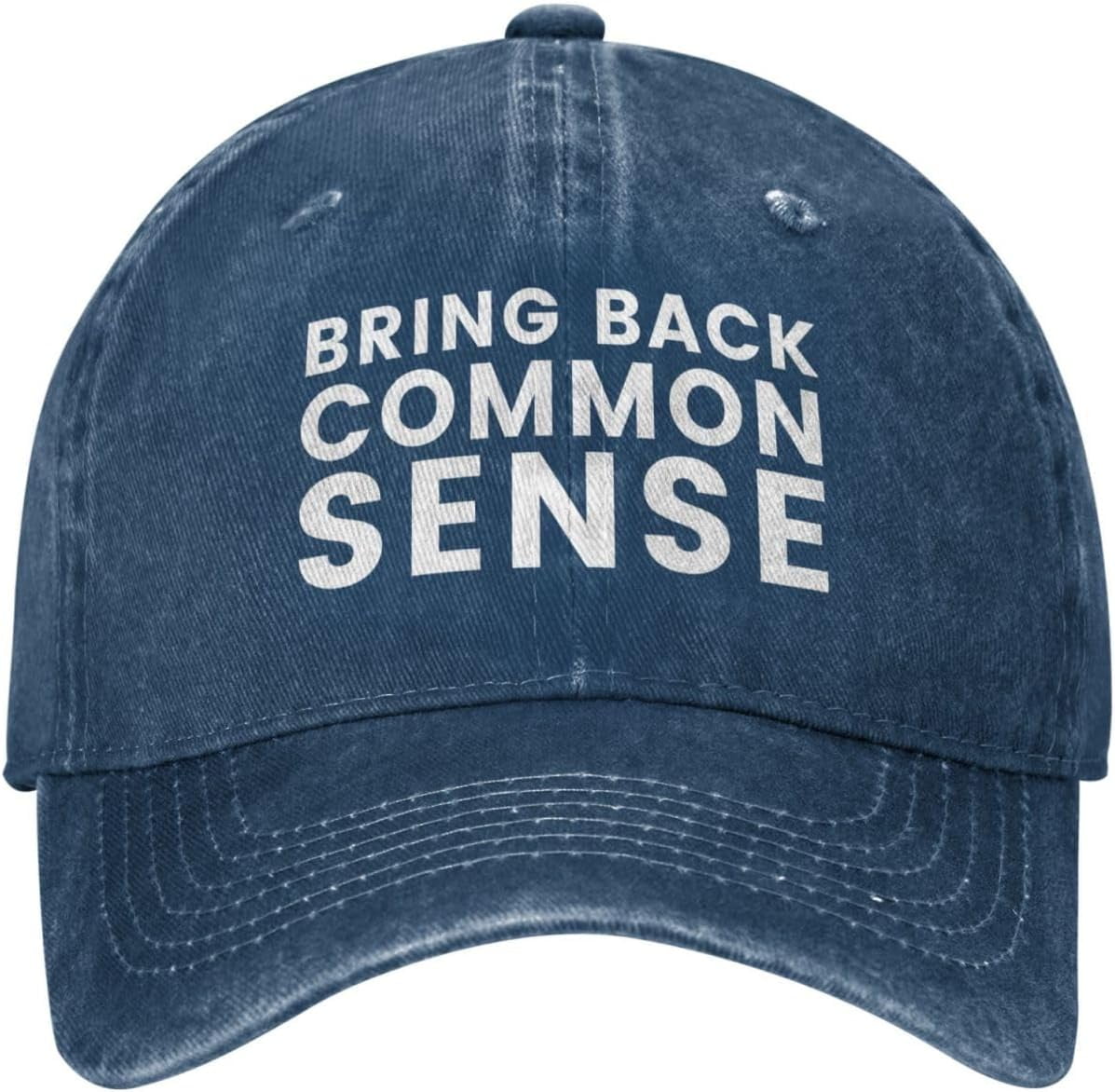 Bring Back Common Sense Hat Distressed Cotton Washed Baseball Cap Funny ...