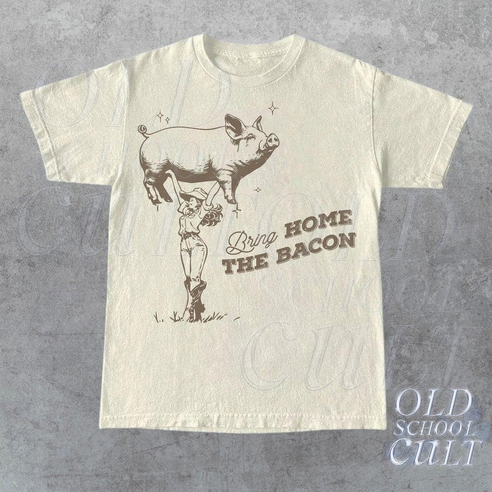 Bring Home The Bacon Country Western Cowgirl Vintage T-Shirt, Retro 90S ...