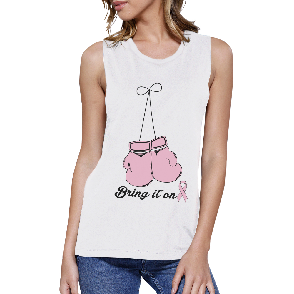 Bring It On Breast Cancer Support Tanks Womens White Muscle Tee ...