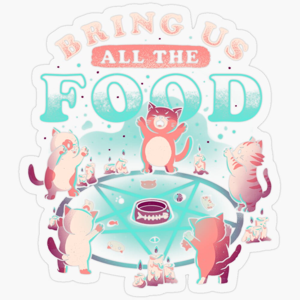 Bring Us All The Food Cute Evil Hungry Cat Gift Transparent Sticker ...
