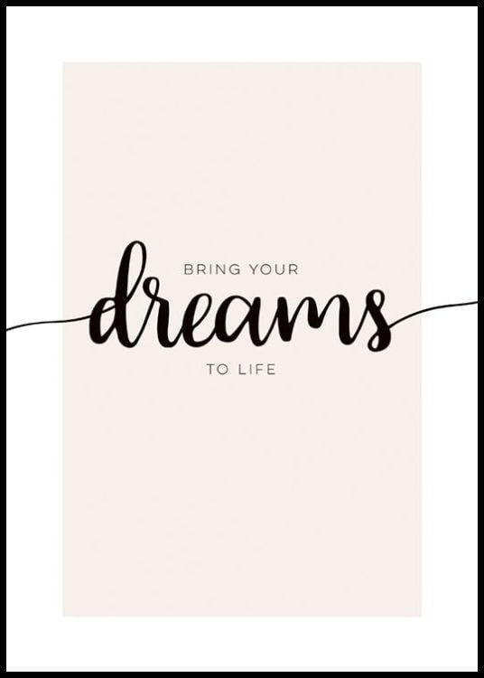 Bring Your Dreams Poster Wall Art, Modern Wall Decor For Living Room ...