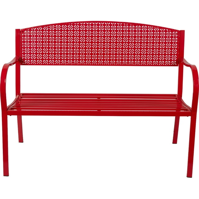 Bring back the old days with this beautiful bright red bench with ...
