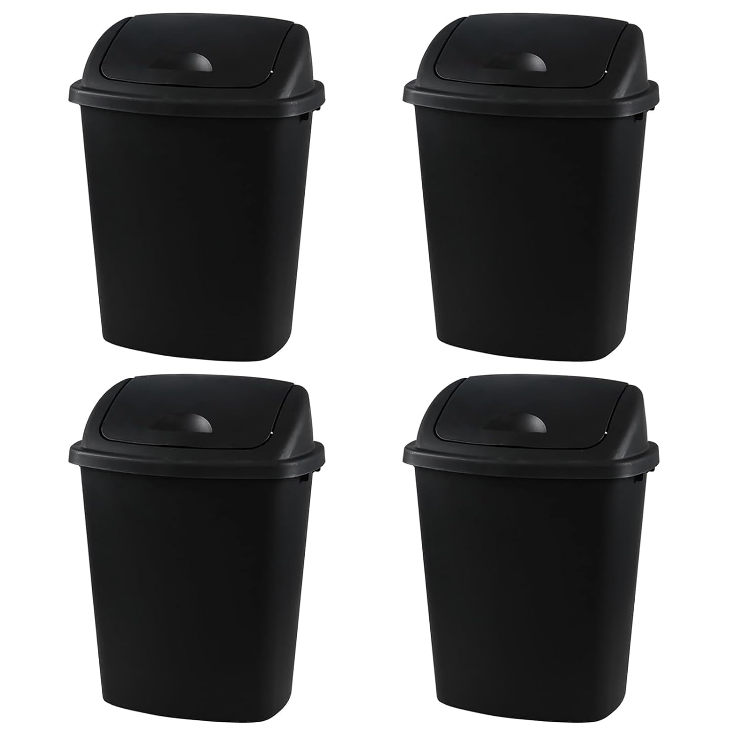 Bringer 10 Gallon Tall Kitchen Trash Can, Set of 4 Black Plastic ...