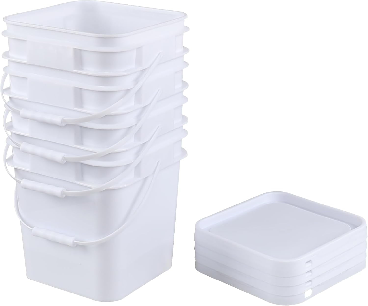 Bringer 3 Gallon Square Plastic Bucket Pail with Lid for Food Storage ...