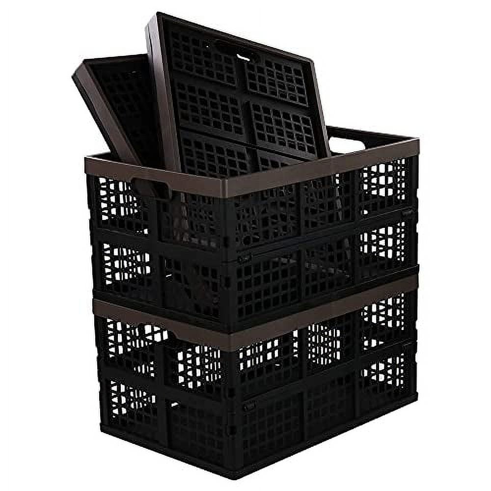 Bringer 4-Pack 40 L Plastic Collapsible Storage Crate, Stackable ...