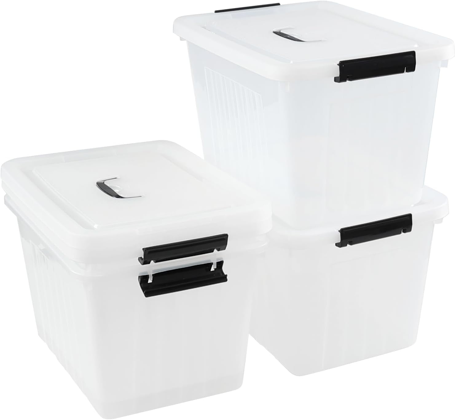 Bringer 4-Pack Clear Plastic Latching Storage Box, 18 L Storage Bin ...