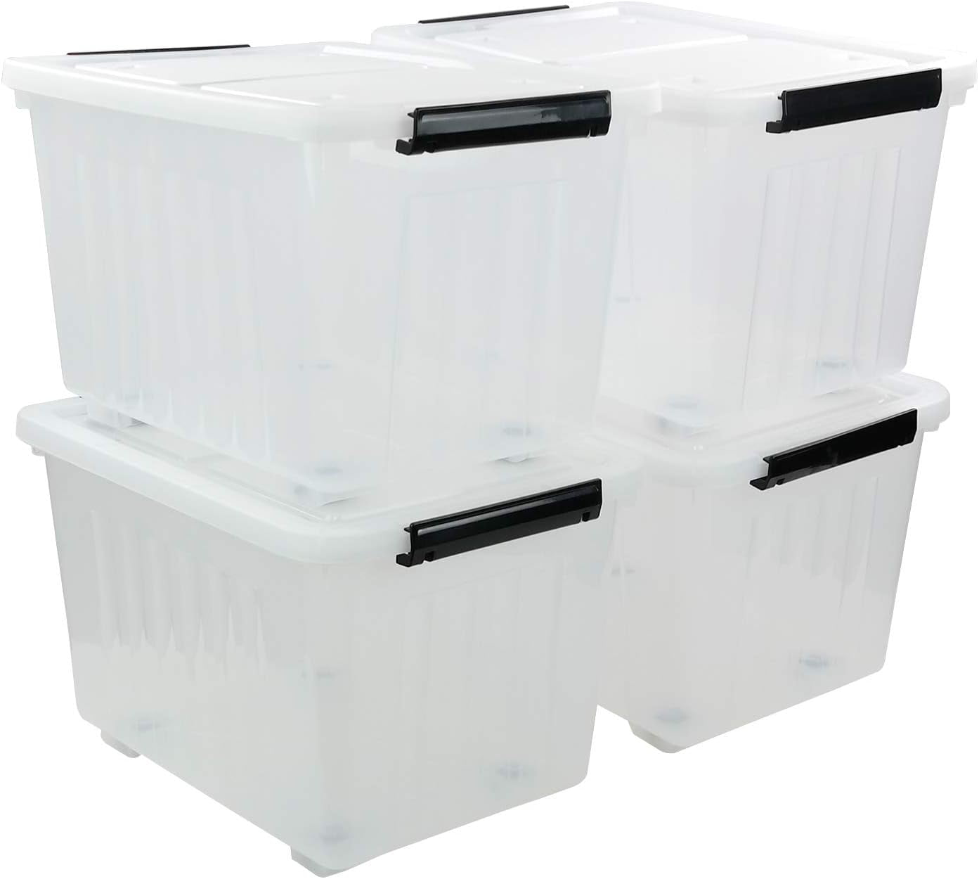 Bringer 70 Qt Latching Plastic Storage Containers with Lids, Clear ...