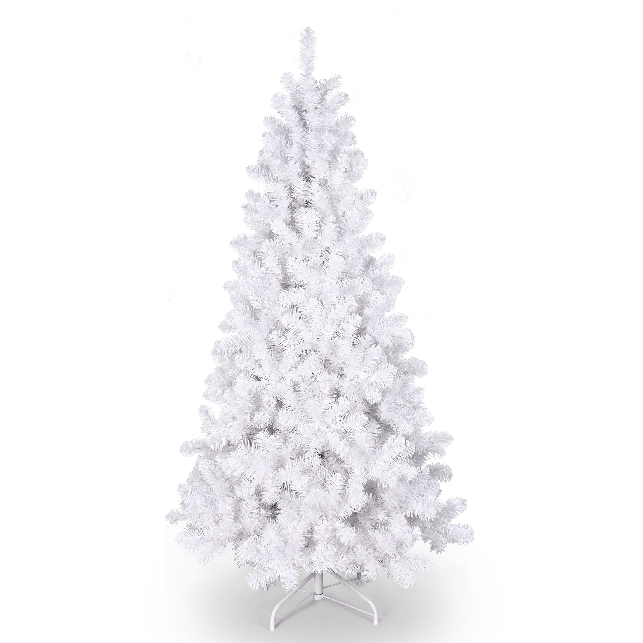 Bringstar 4.5FT Pre-Lit White Christmas Tree, Hinged Artificial Xmas ...