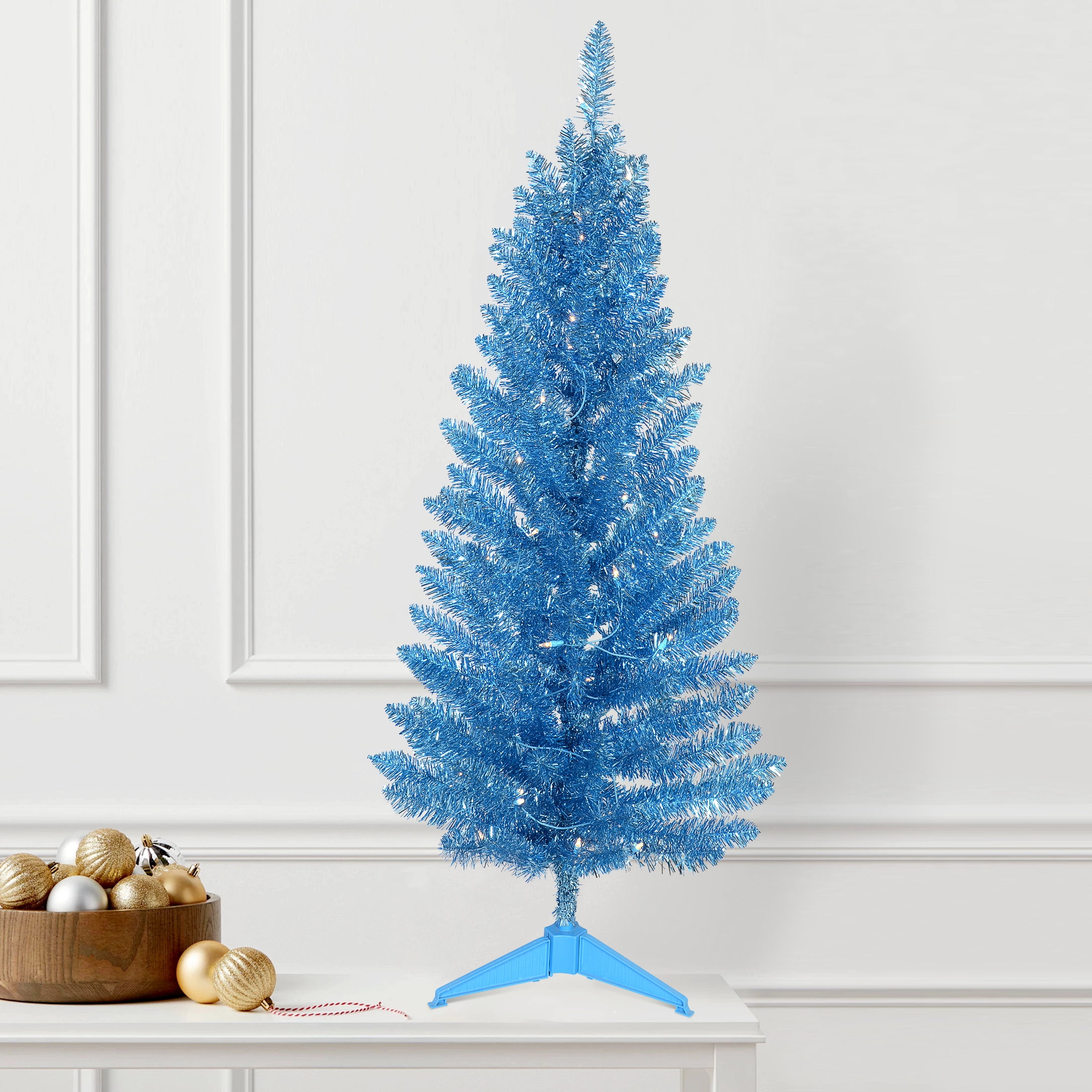 Bringstar 4FT Blue Small Christmas Tree with UL-listed Lights ...