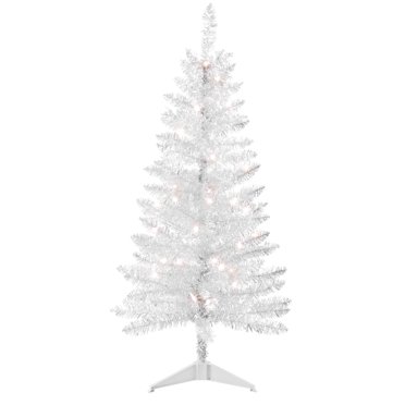 Uforic 6ft Pre-Lit Flocked Natural Drooping Pampas Christmas Tree with ...