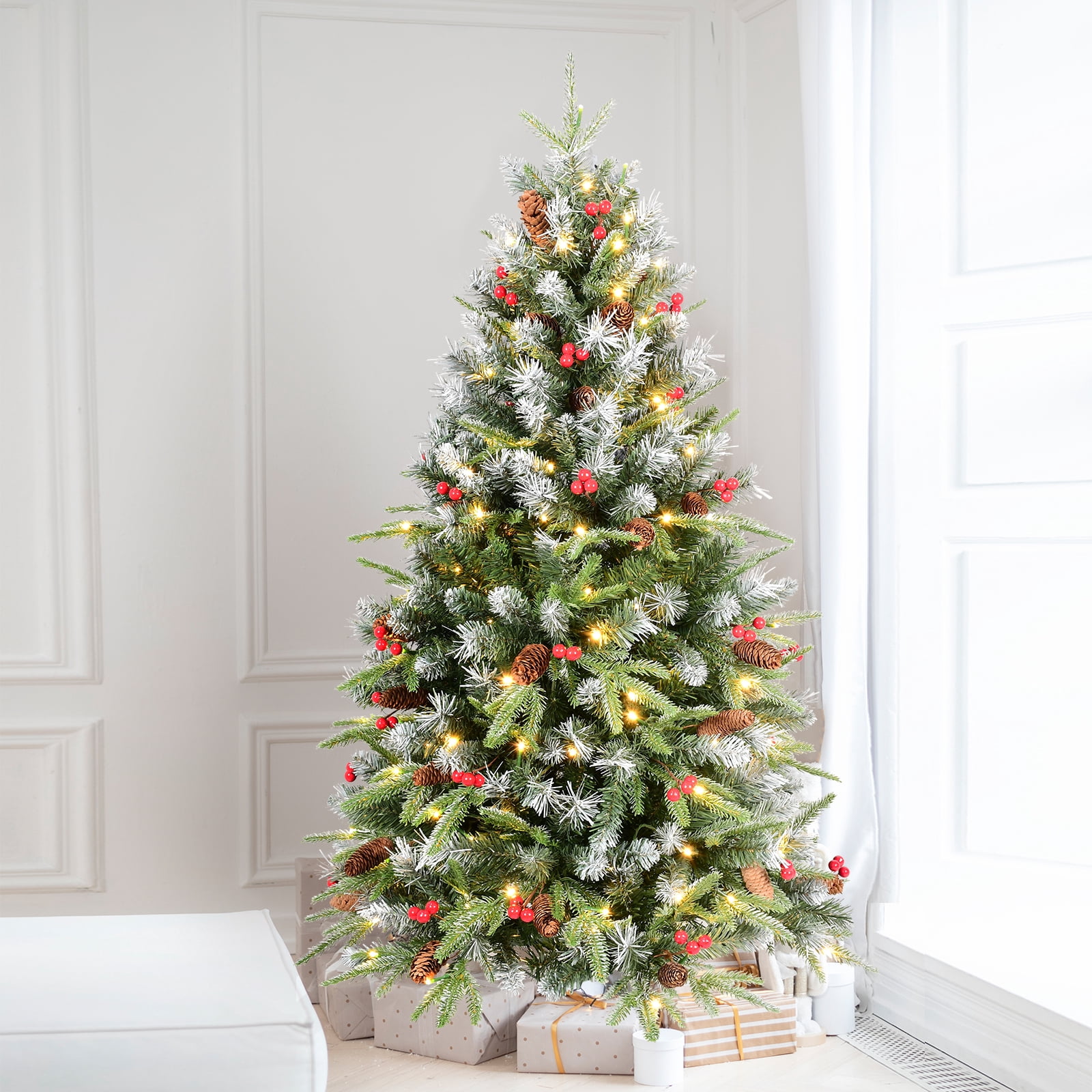 Bringstar 5FT Prelit Fake Xmas Tree, Artificial Christmas Tree with ...