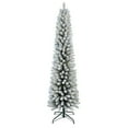 6FT Pre-Lit Flocked Slim Christmas Tree, Bringstar Artificial Pencil ...