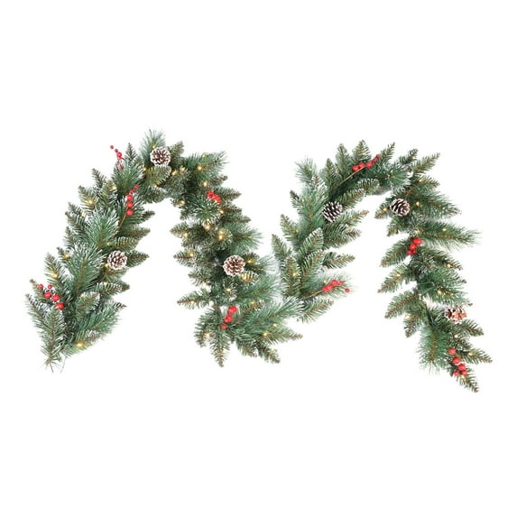 Bringstar 9ft Christmas Garland, Prelit Holiday Garland with Pine Cones ...