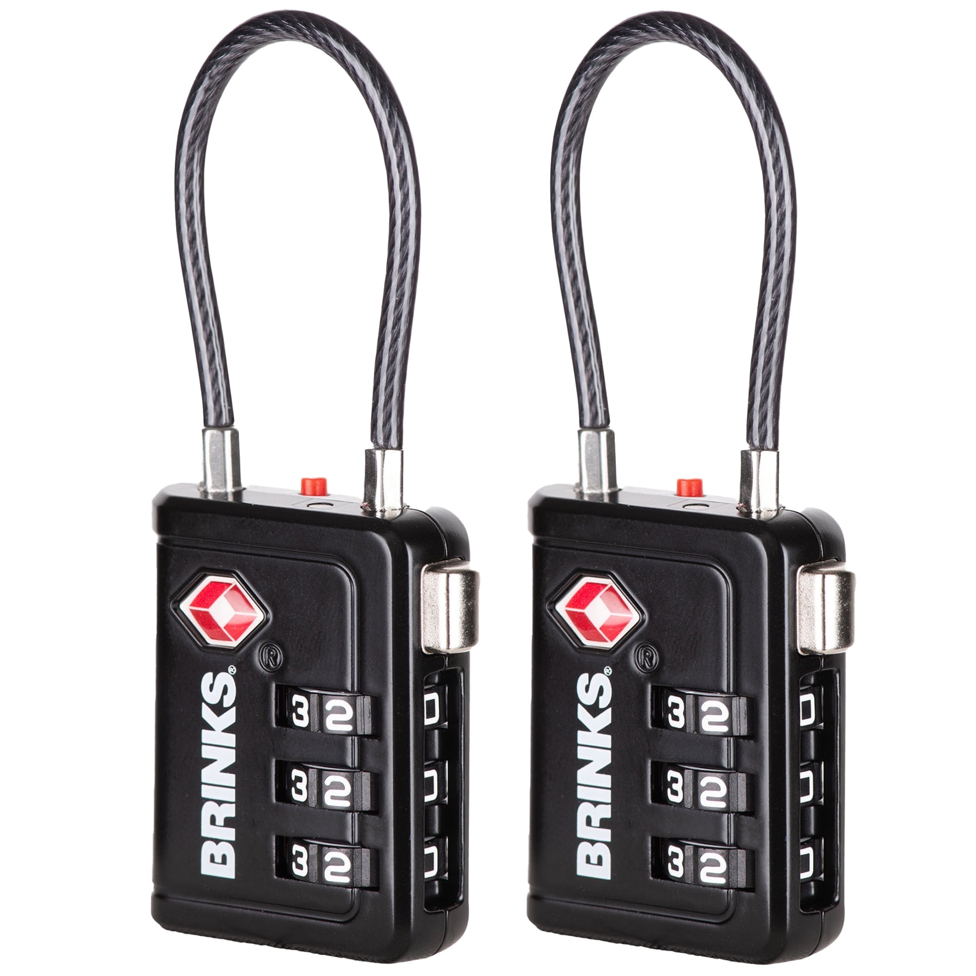 Brinks 34mm Black TSA Indicator Lock with Cable Shackle, 2 pack ...