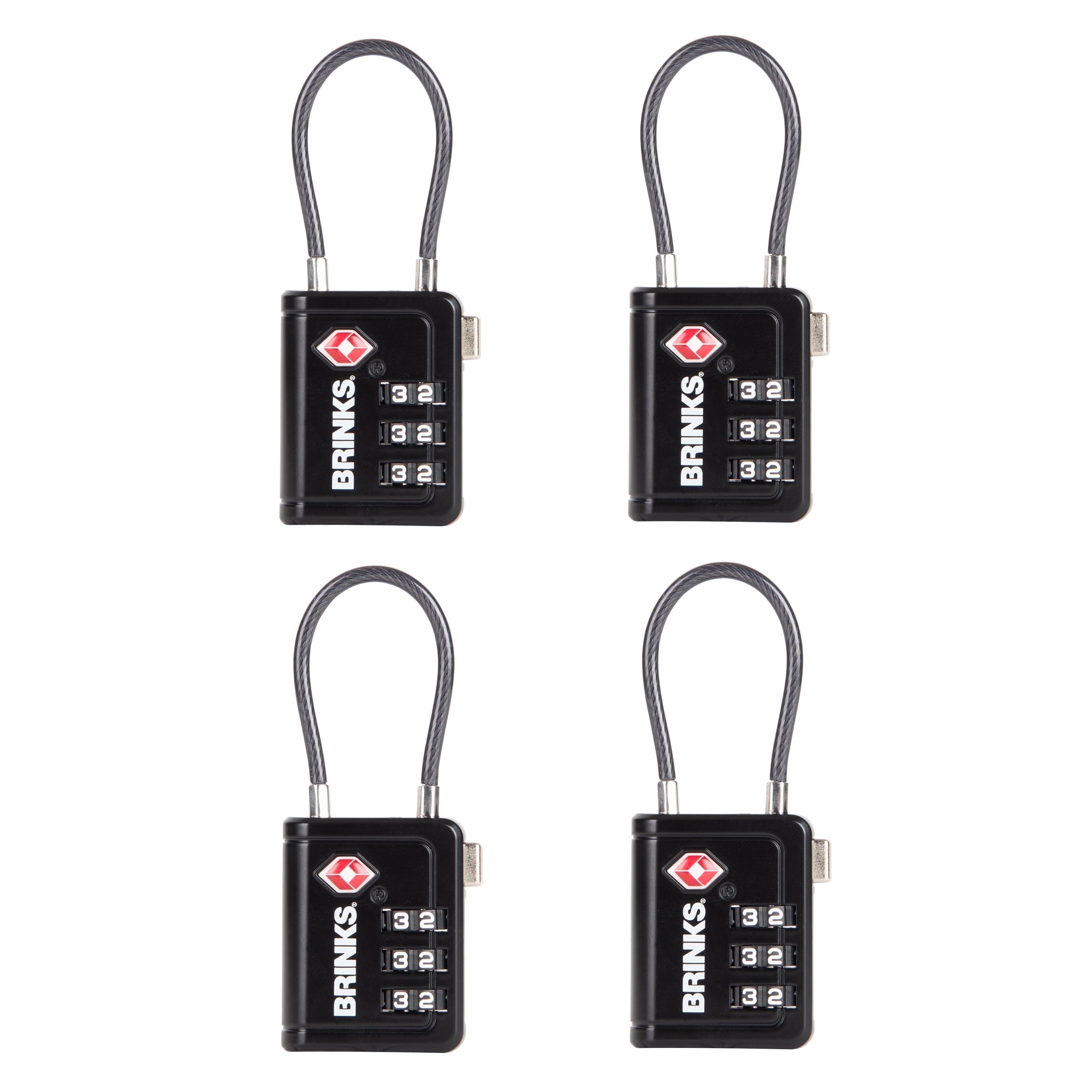 Brinks 34mm Black TSA Indicator Lock with Cable Shackle, 4 pack ...