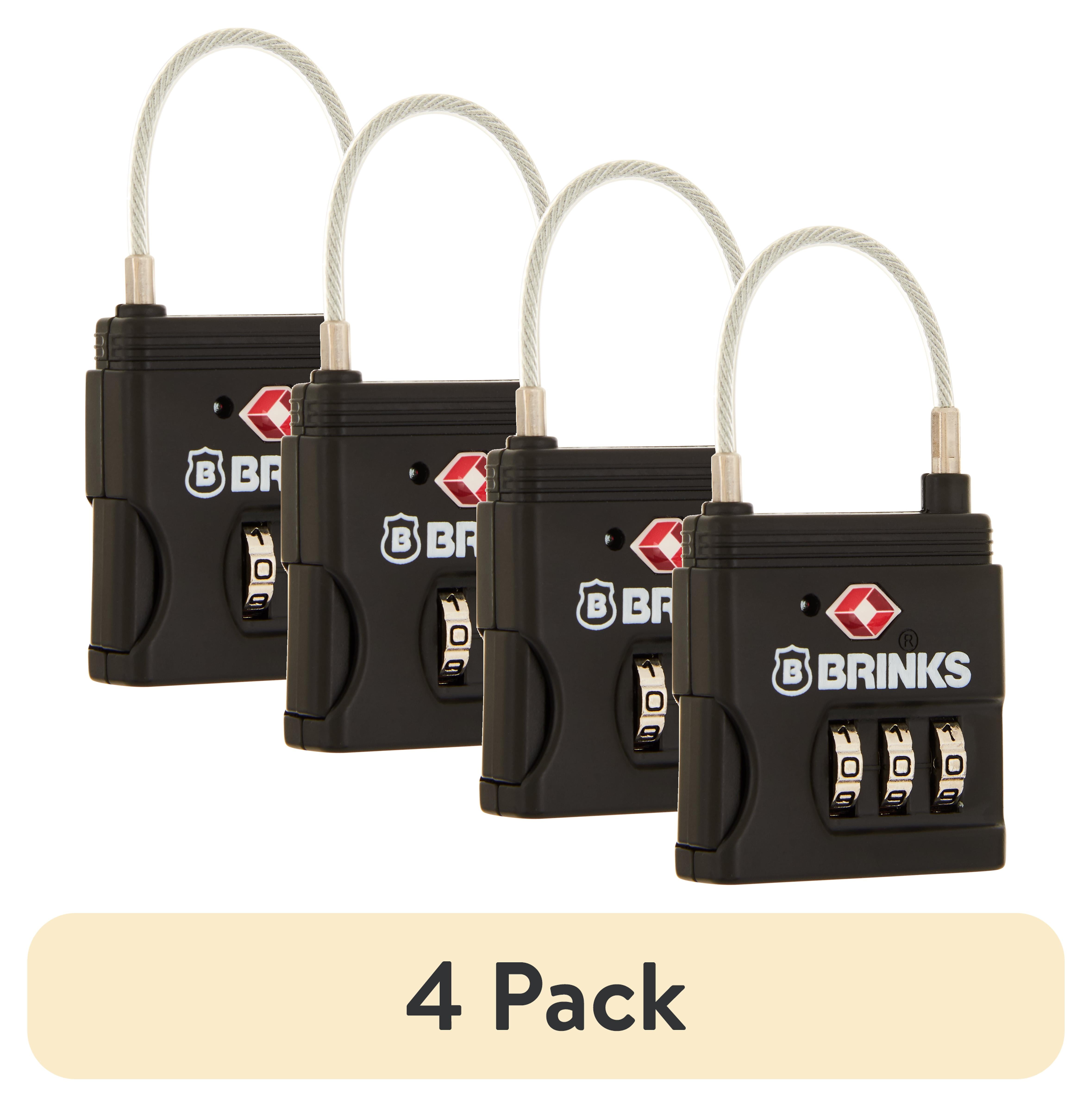 (4 pack) Brinks 37mm Die-Cast TSA Combination Luggage Padlock with 1-1 ...