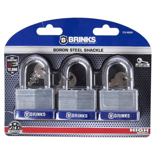 Brinks Brinks 3-Pack 50mm Laminated Steel Padlock with Boron Shackle ...