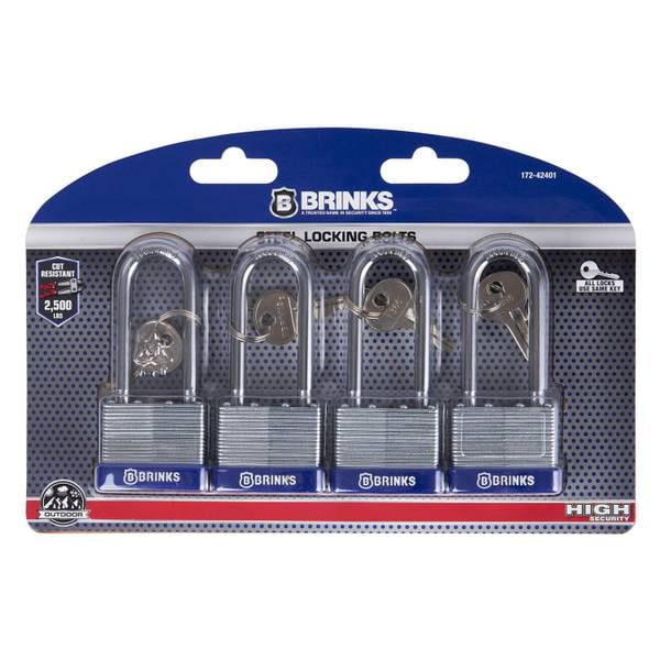 Brinks Brinks 4-Pack 40mm 2-1/4 Shackle Laminated Steel Keyed Padlock ...