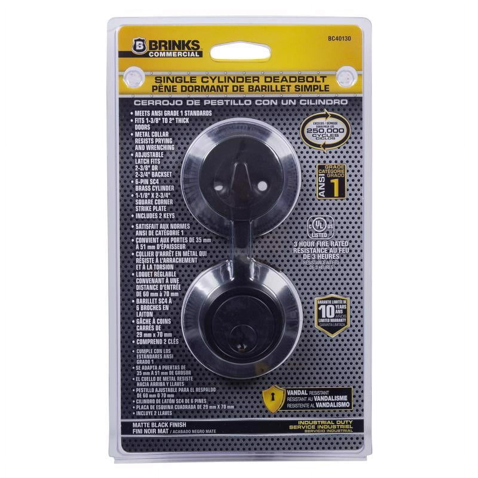Brinks Commercial Matte Black Zinc Single Cylinder Deadbolt - Walmart.com