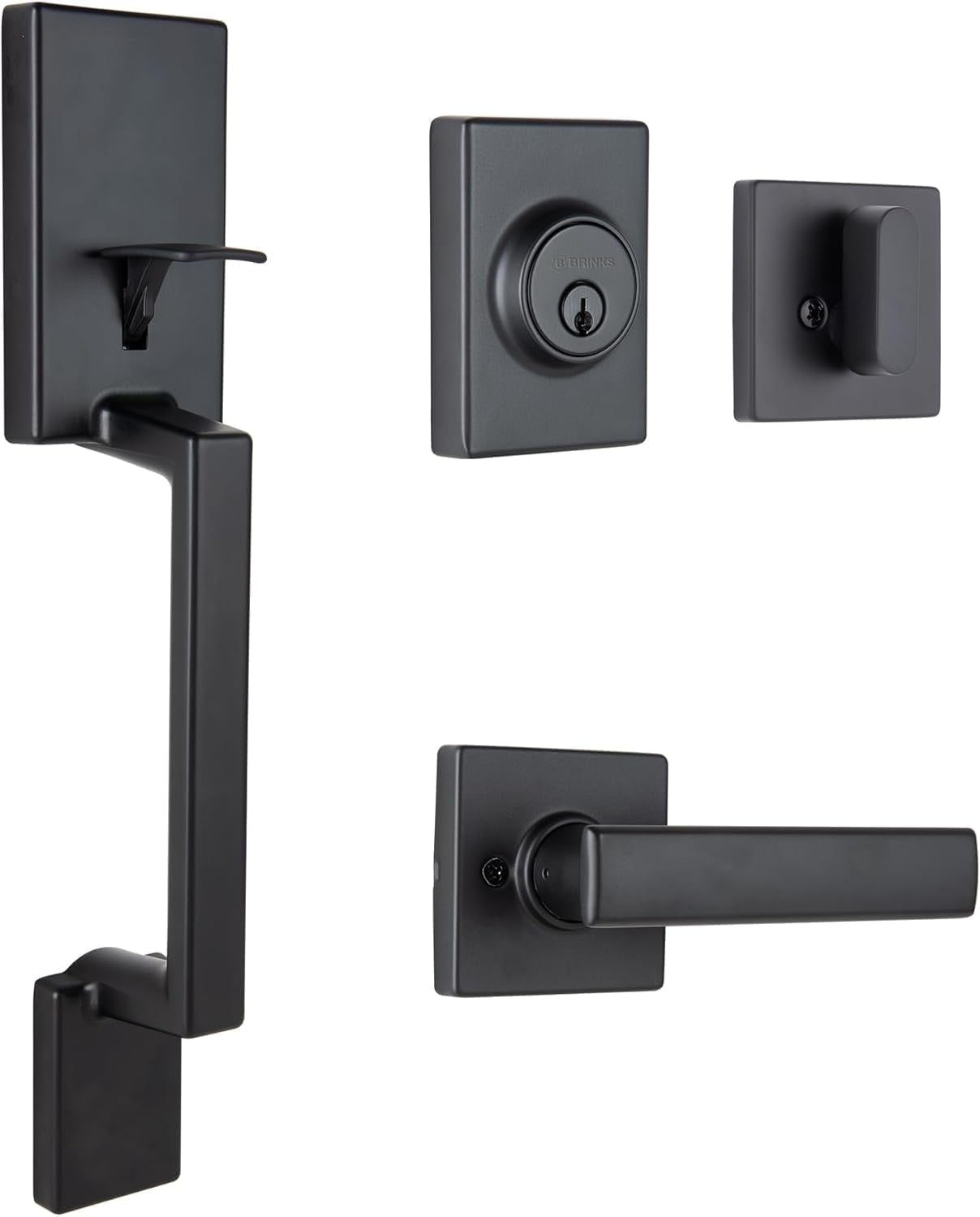 Brinks Contemporary Keyed Entry Door Handle Set with Flat Lever and ...