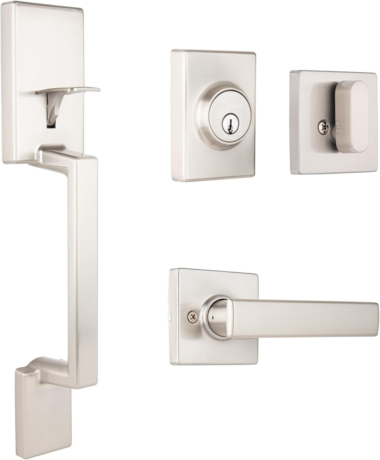 Brinks, Contemporary Keyed Entry Door Handle Set with Flat Lever and ...
