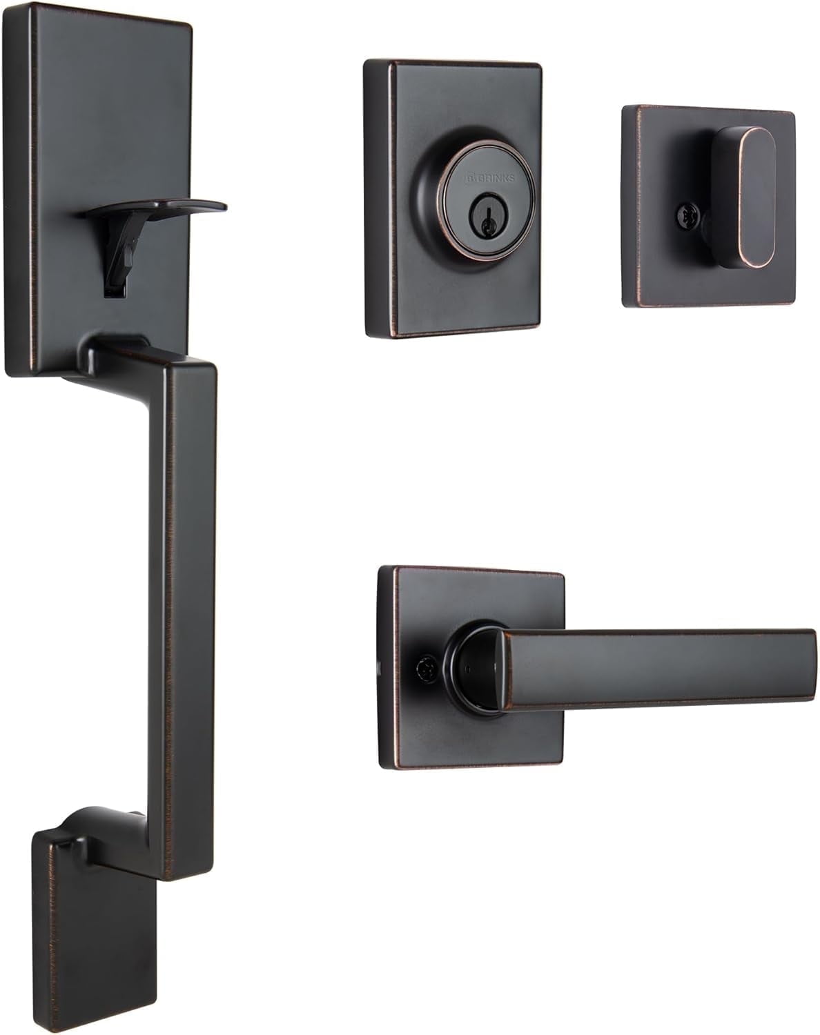 Brinks Contemporary Keyed Entry Door Handle Set with Flat Lever and ...