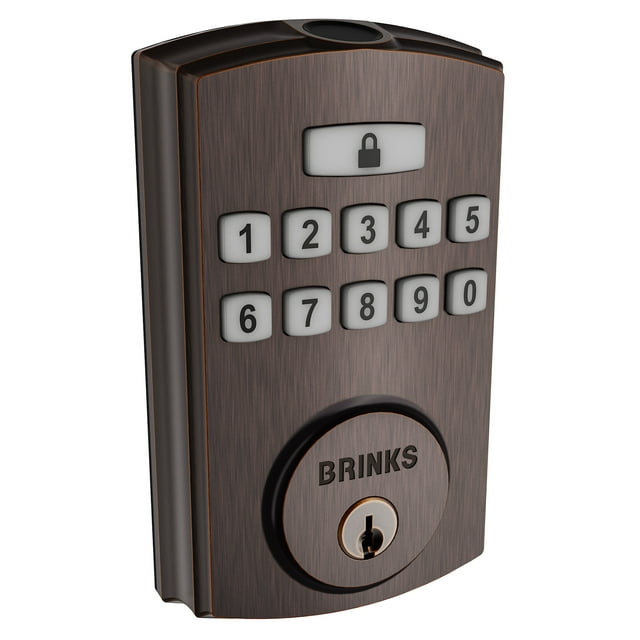 Brinks Electronic Fingerprint/Keypad Deadbolt Lock with Pro-Guard ...