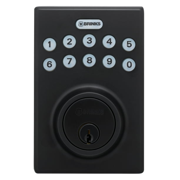 Brinks Electronic Keypad Single Cylinder Deadbolt, Matte Black Finish ...