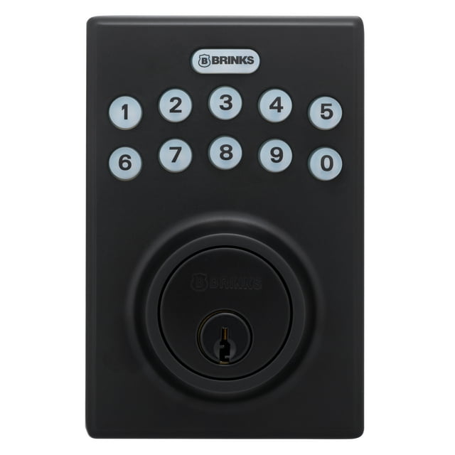 Brinks Electronic Keypad Single Cylinder Deadbolt Lock, Matte Black ...