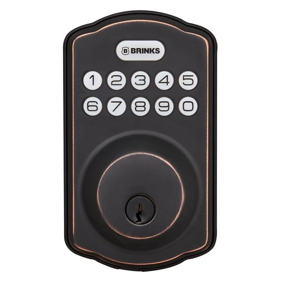 Brinks Electronic Keypad Single Cylinder Deadbolt Lock, Tuscan Bronze ...