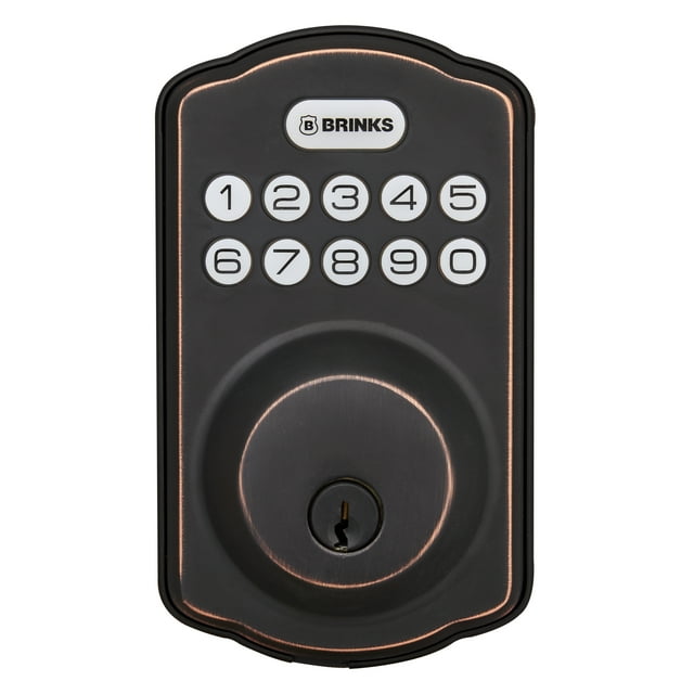 Brinks Electronic Keypad Single Cylinder Deadbolt Lock, Tuscan Bronze ...