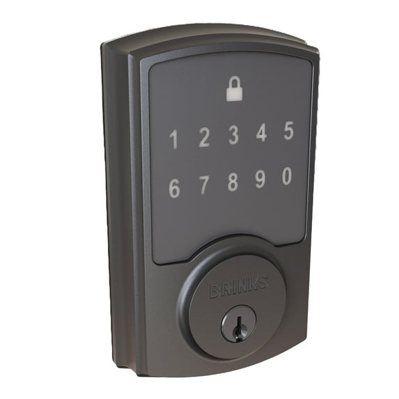 Brinks Electronic Touchpad Deadbolt with Pro-Guard, Transitional, Matte ...