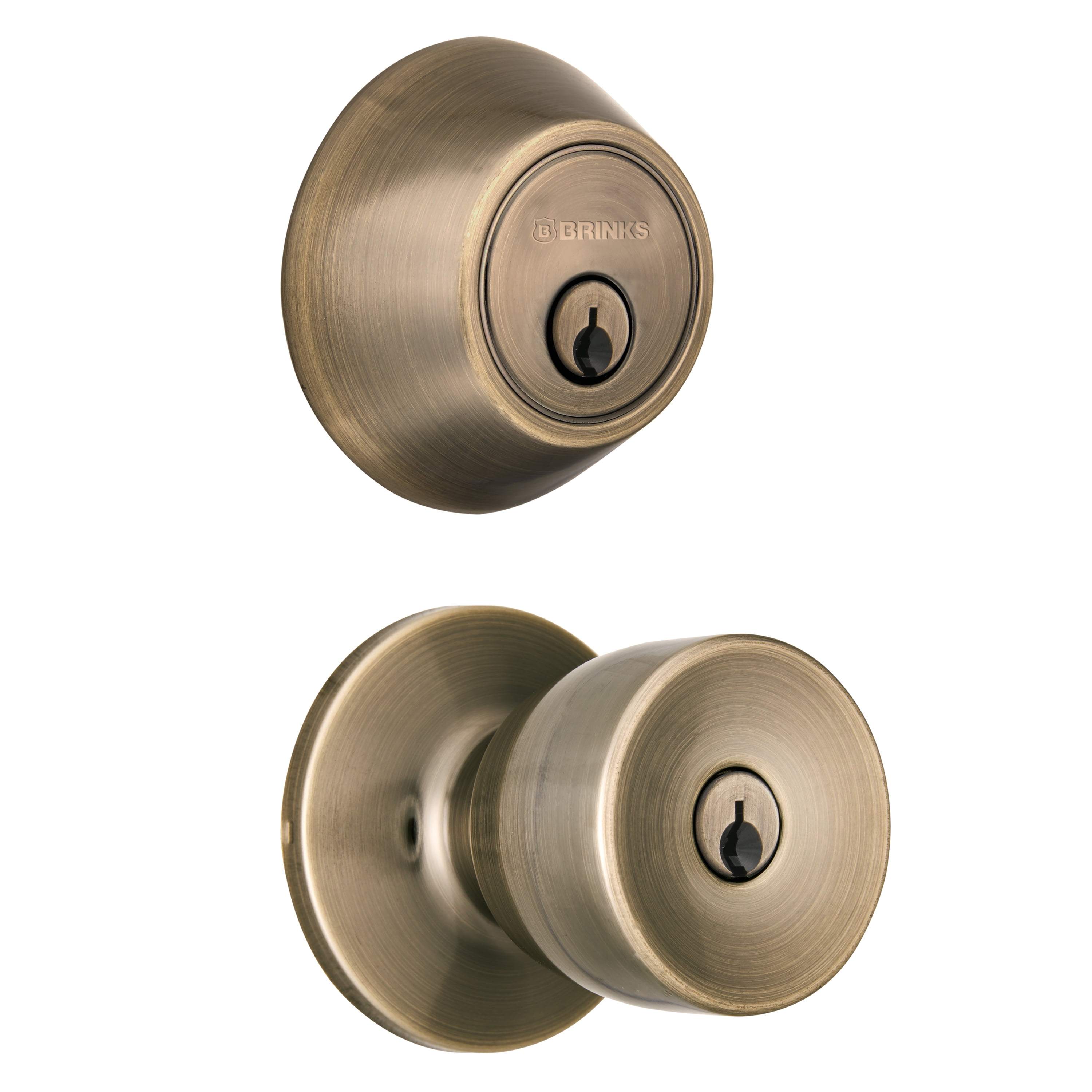 Brinks Keyed Entry Classic Bell Style Doorknob and Deadbolt Combo pack ...