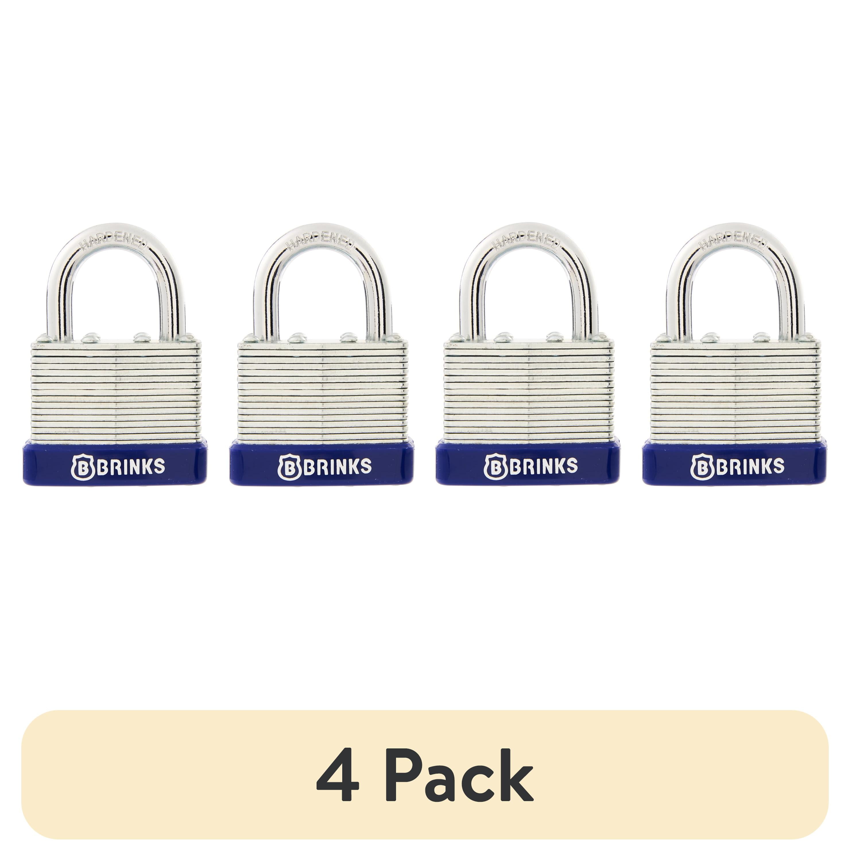 (4 pack) Brinks Laminated Steel 40mm Keyed Padlock with 7/8in Shackle ...