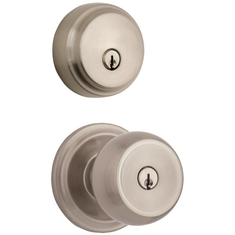 Brinks Push Pull Rotate Stafford Satin Nickel Entry Knob and Single ...
