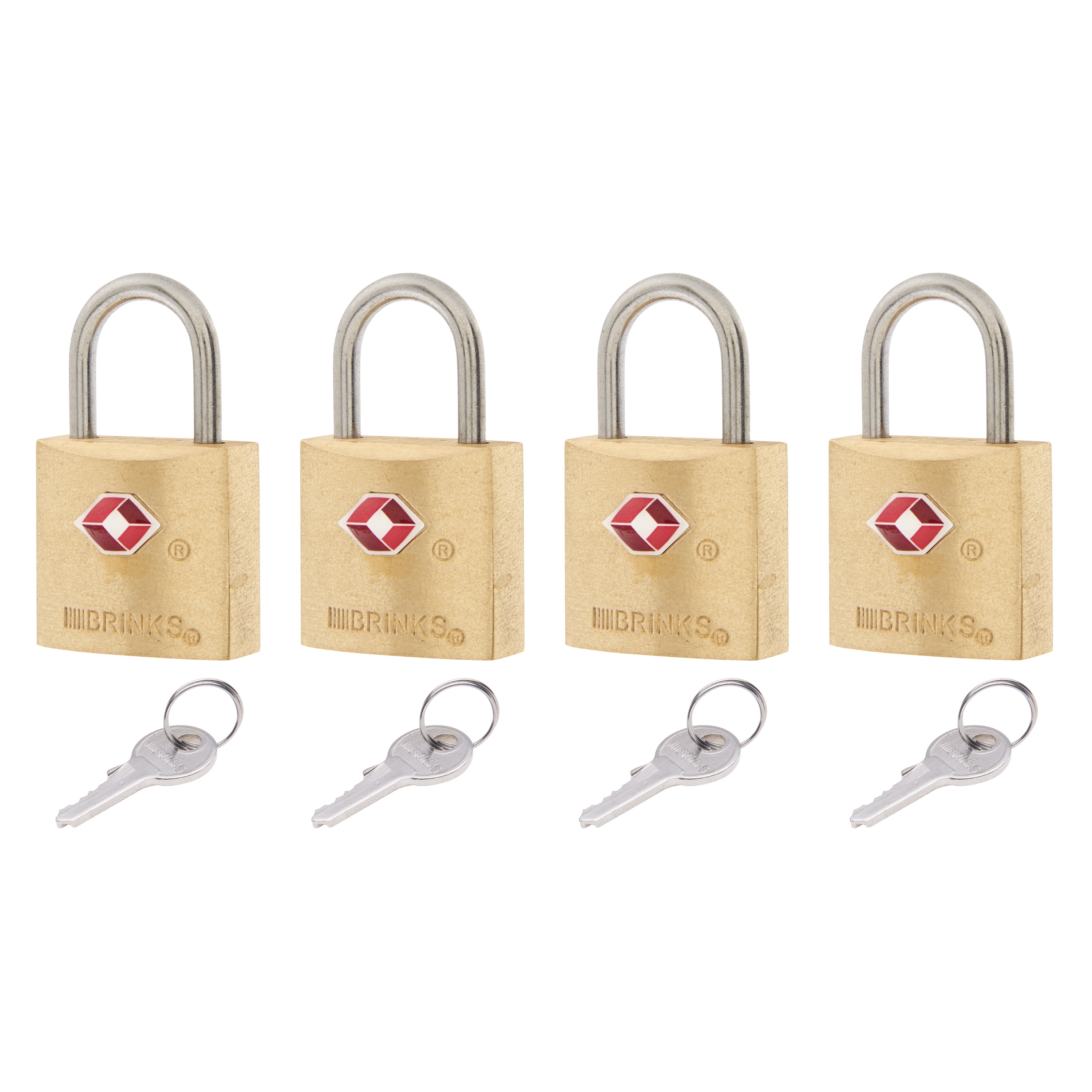 Brinks Solid Brass 22mm TSA Travel Keyed Padlock with 1/2in Shackle, 4 ...