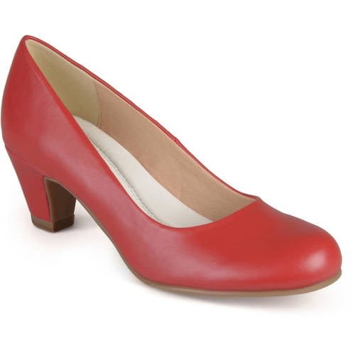 Brinley Co. women's Round Toe Classic Pumps - Chunky Kitten Heel ...