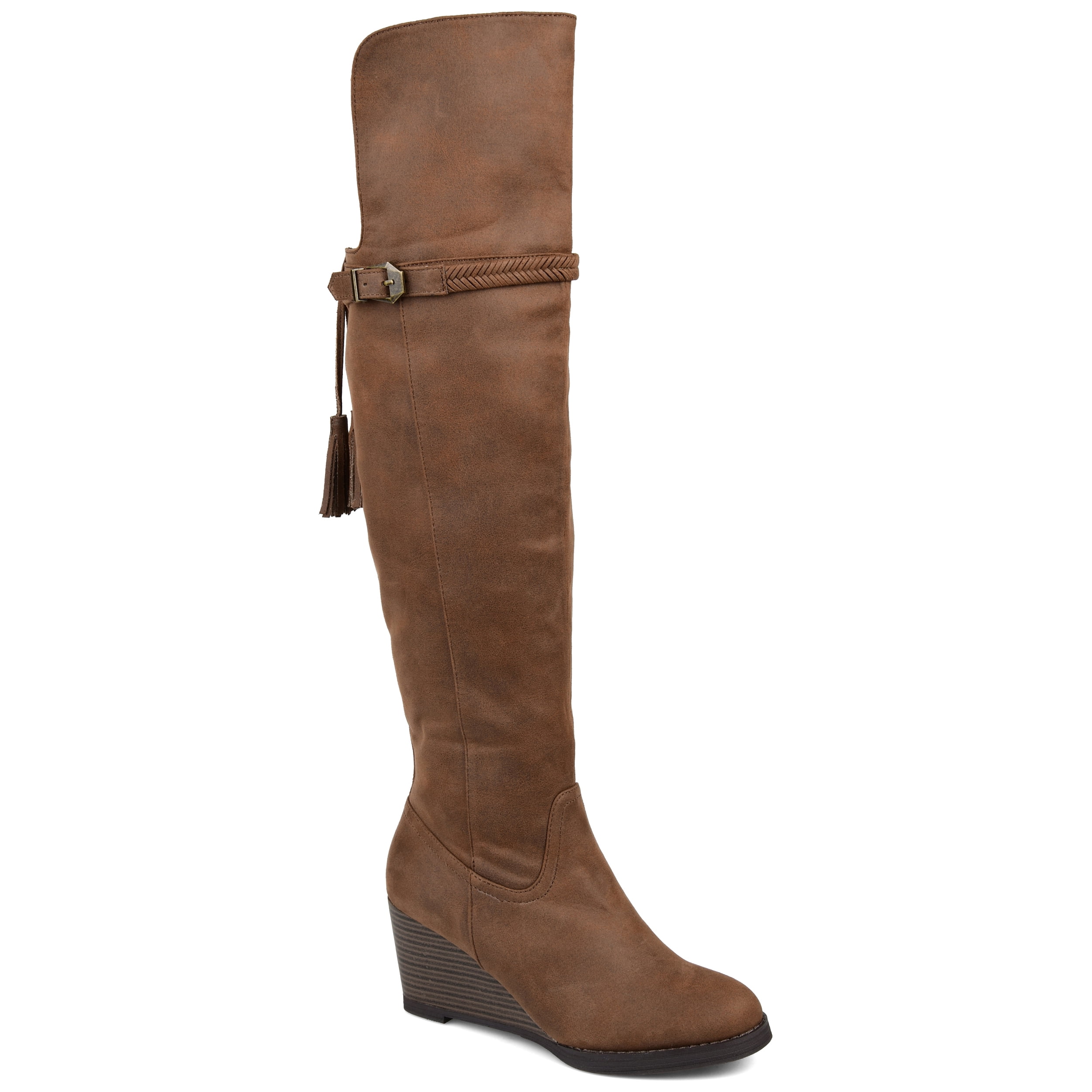 Brinley Co. Womens Wide Calf Over-the-Knee Wedge Boot - Walmart.com