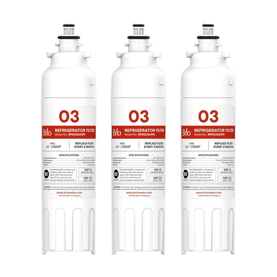 Brio 6020A Refrigerator Water Filter Replacement 3-Pack Compatible With ...