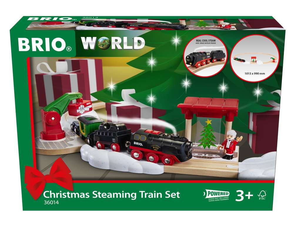 BRIO Battery Operated Christmas Steaming Train Set with Santa, Tree ...