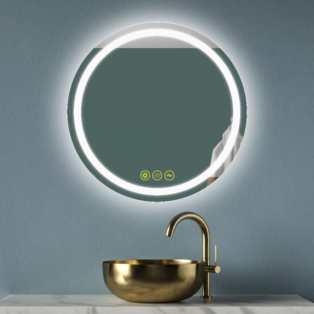 Brio Lighting SmartShine Contemporary LED Dimmable 24" Round Anti-Fog Backlit Bathroom Vanity ...