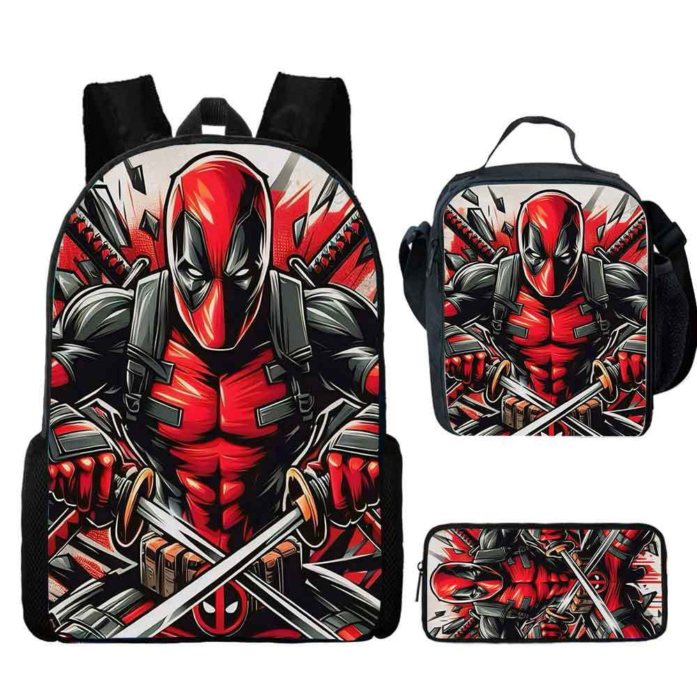 BrioBunch 3PC Dead--poo Black Backpack 15 Inch Mesh Padded Bag ...