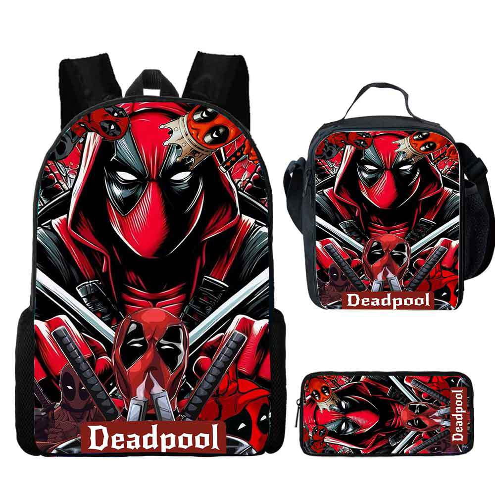 BrioBunch 3PC Dead--poo Black Backpack 15 Inch Mesh Padded Bag ...