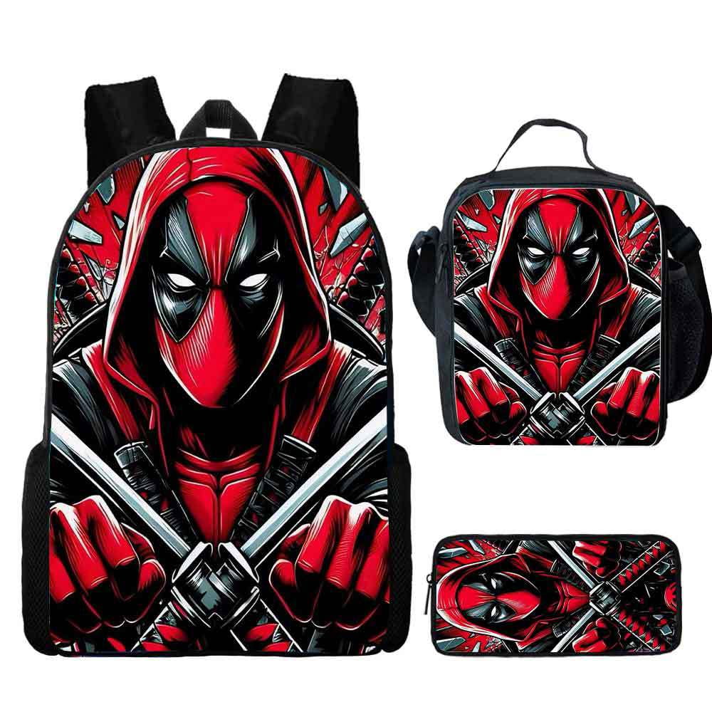 BrioBunch 3PC Dead--poo Black Backpack 15 Inch Mesh Padded Bag ...